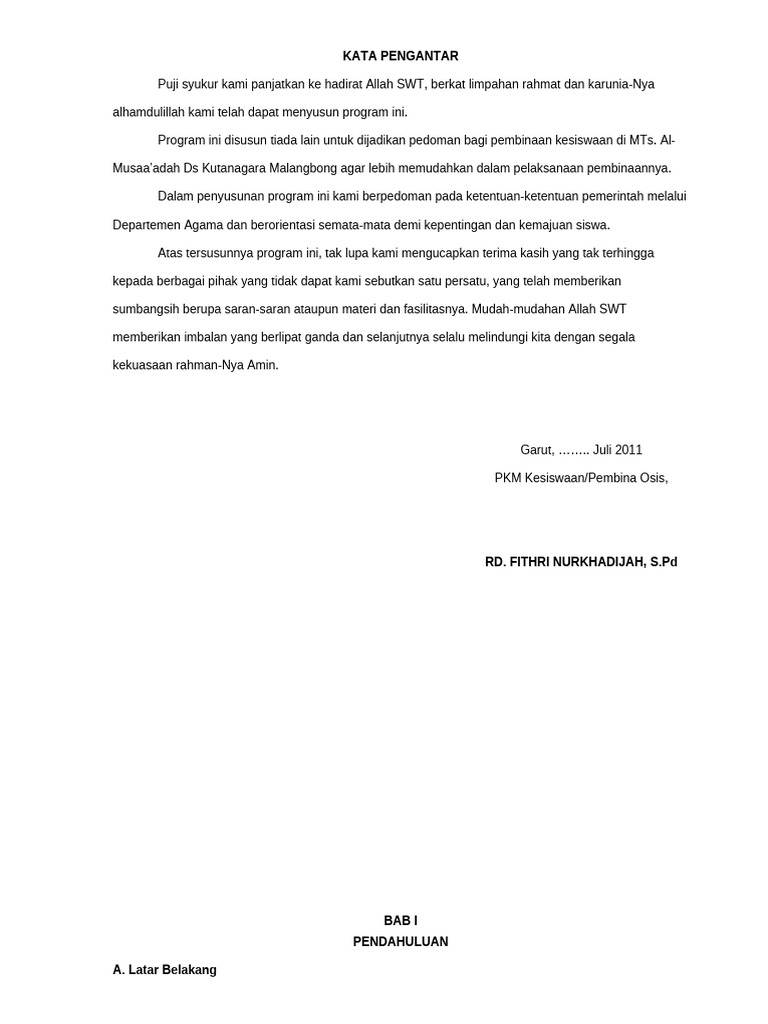 Program Kerja PKS Kesiswaan | PDF