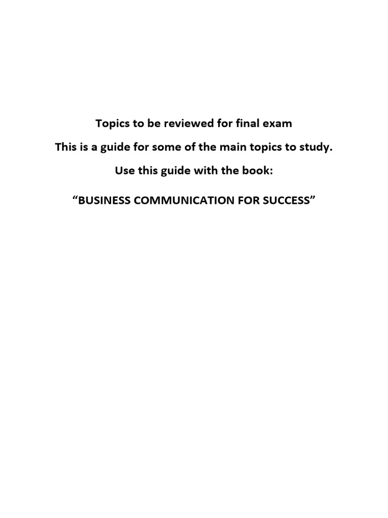 Topics To Be Reviewed For Final Exam | PDF | Nonverbal Communication ...