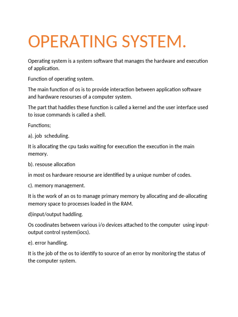 OPERATING SYSTEM | PDF