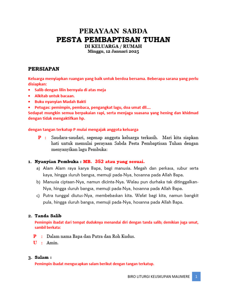 Perayaan Sabda Pembaptisan Tuhan 2025 | PDF