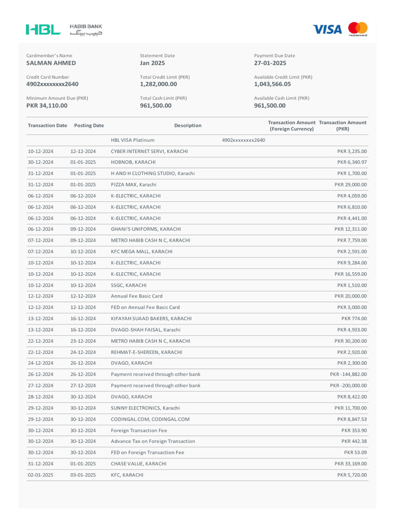 CreditCard_Statement_06-01-2025T09_33_37_250106_093623 | PDF | Credit ...