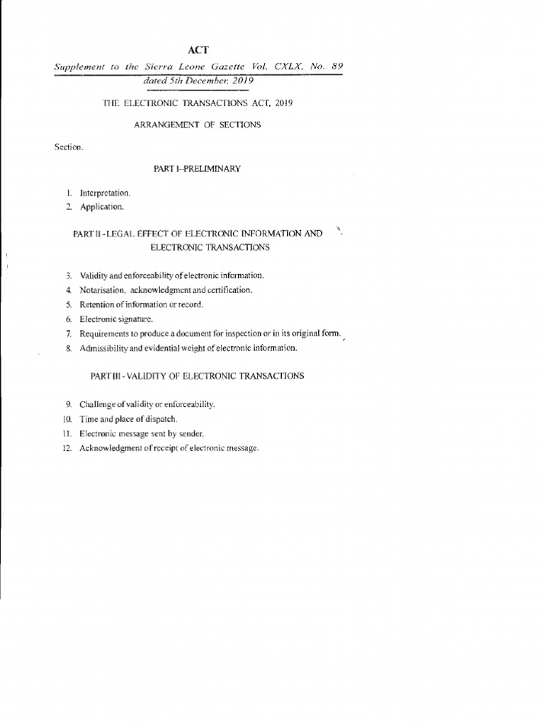 The Electronic Transactions Act, 2019 | PDF