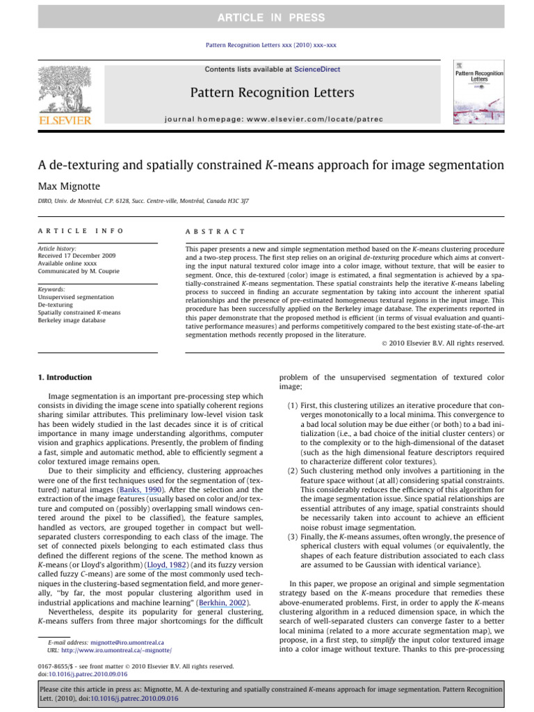 A de Texturing and Spatially Constrained | PDF | Image Segmentation | Cluster Analysis