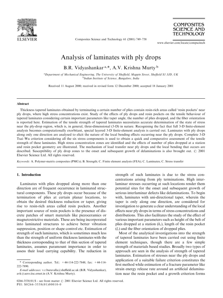 2001 - Analysis of Laminates With Ply Drops | PDF | Strength Of ...