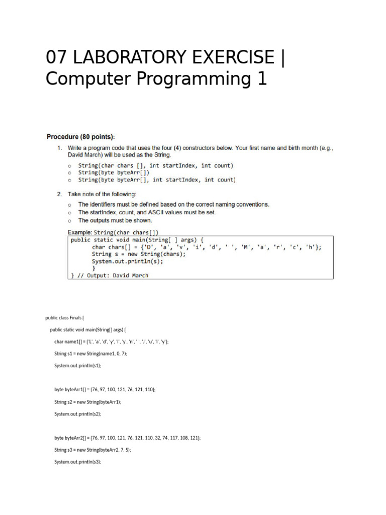 Java String Manipulation Exercise | PDF