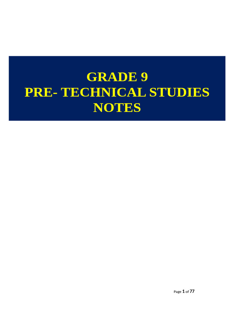 Grade 9 Pretechnical Studies Notes-1 | PDF | Waste | Wood