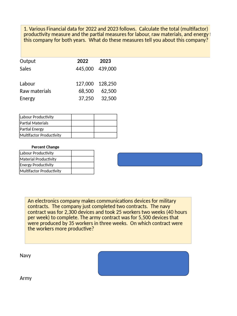 In Class Productivity Examples | PDF | Production And Manufacturing ...