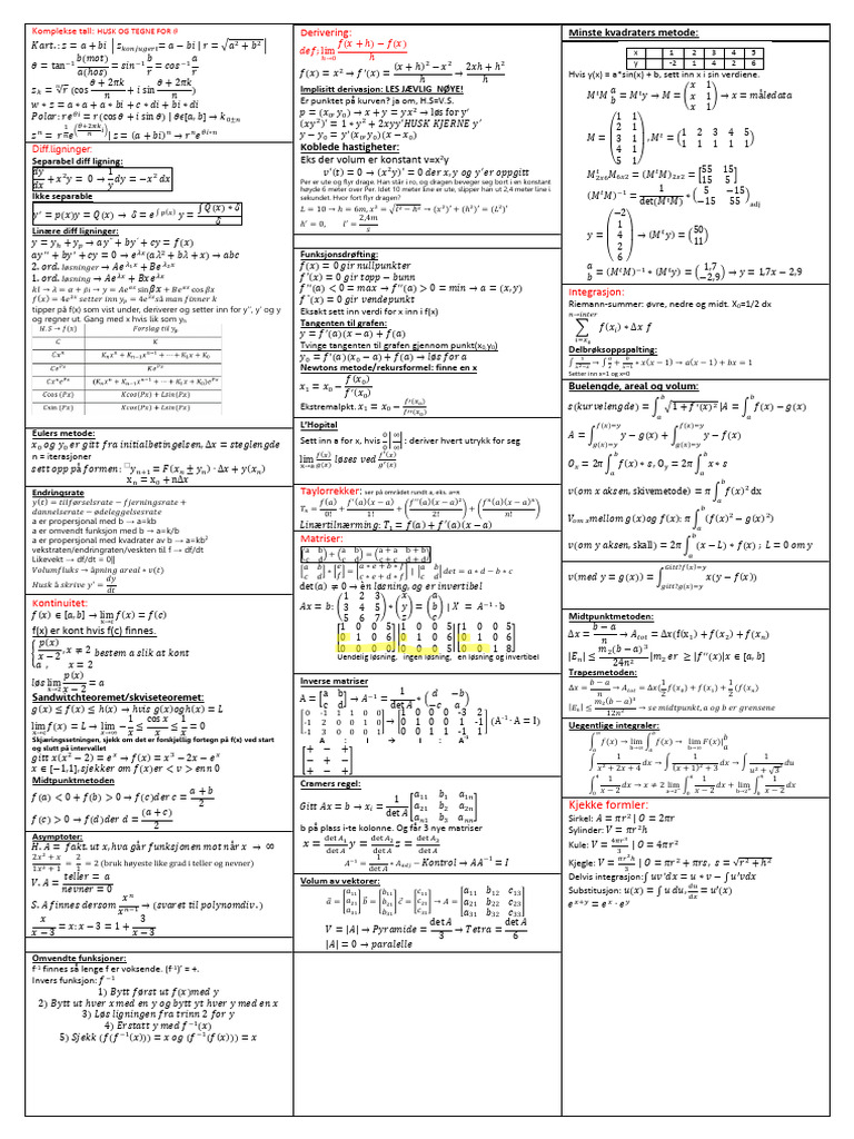 Formelark Matematikk 1 | PDF