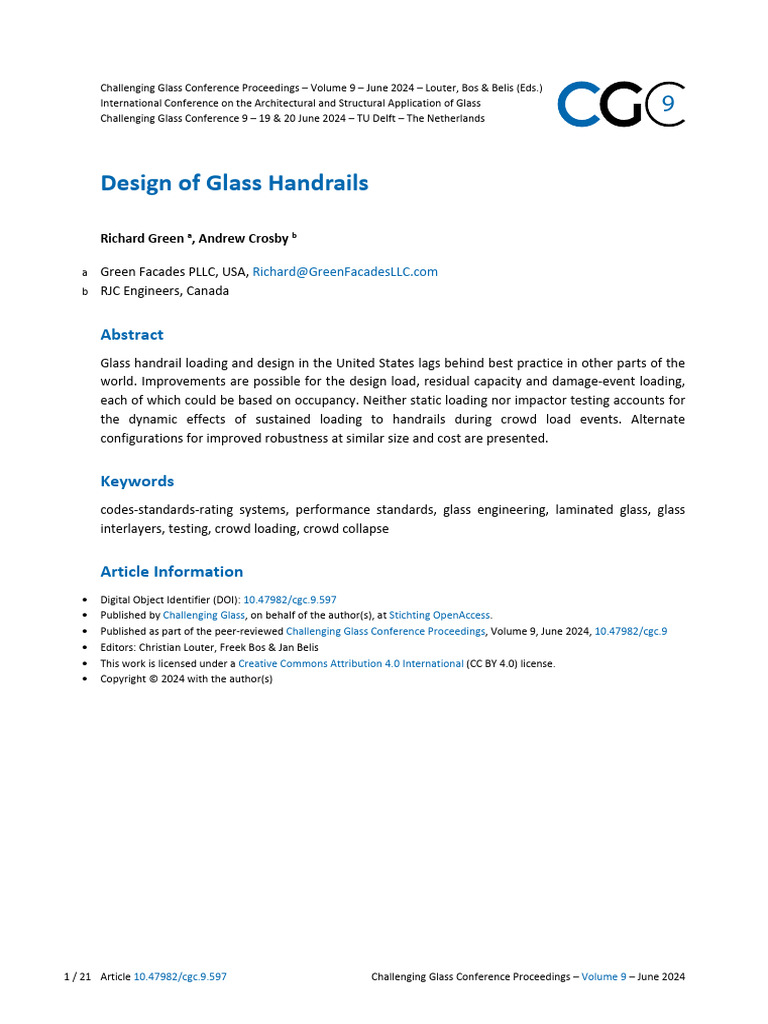 Glass Handrail Design and Safety Standards | PDF | Fracture | Materials