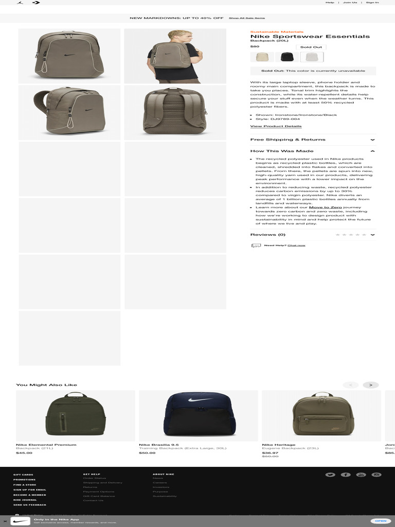 Nike Sportswear Essentials Backpack (20L). Nike.c… | PDF | Recycling | Nike