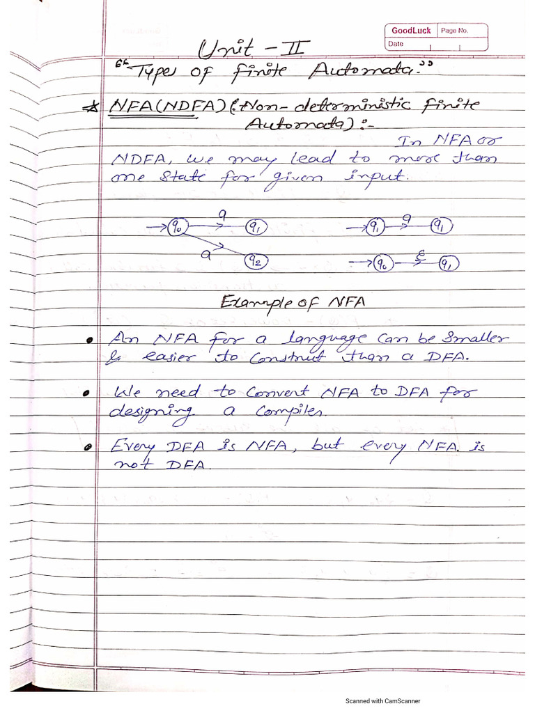 Unit 2 (Types of Finite Automata) | PDF
