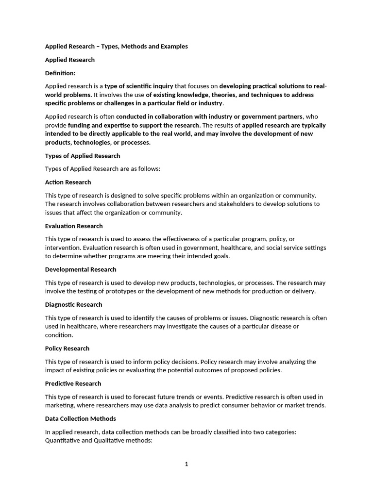 Applied Research Main Notes | PDF | Methodology | Data Analysis