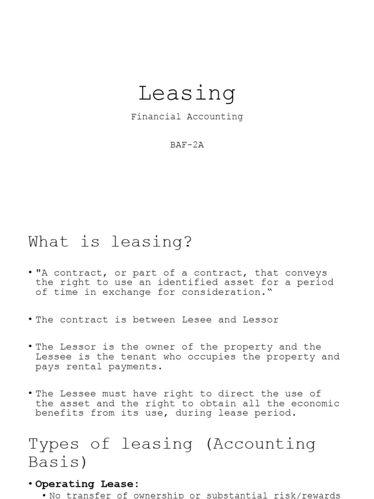 Leasing | PDF | Lease | International Financial Reporting Standards