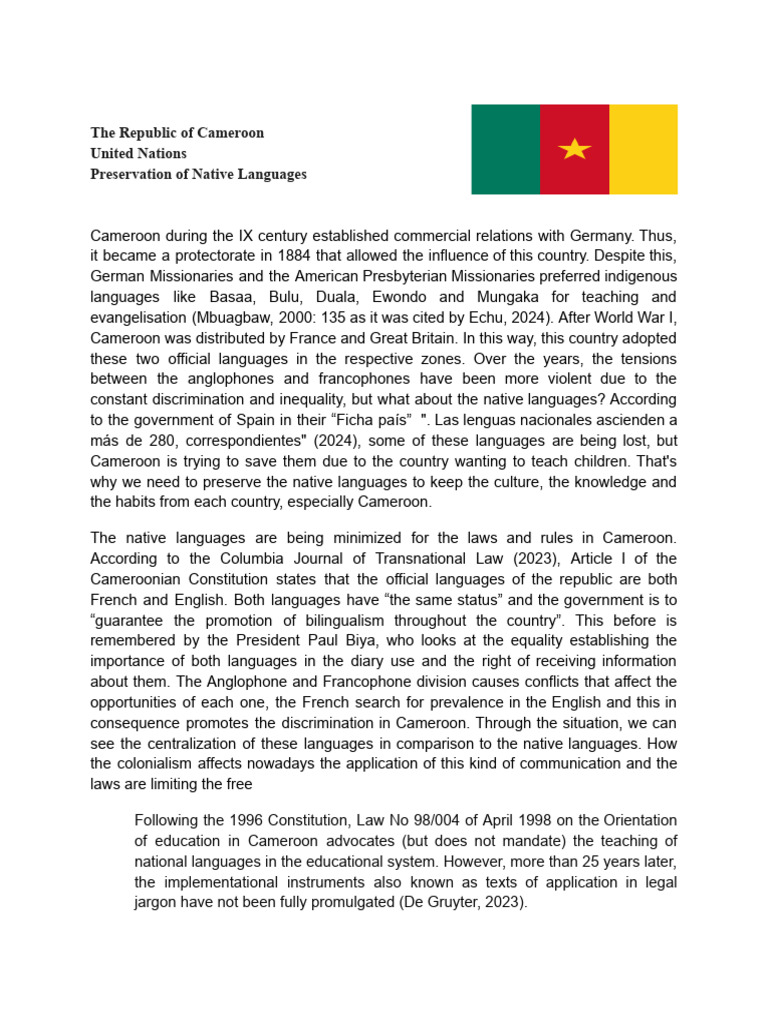 MUN - The Republic of Cameroon | PDF | Māori People | Cameroon