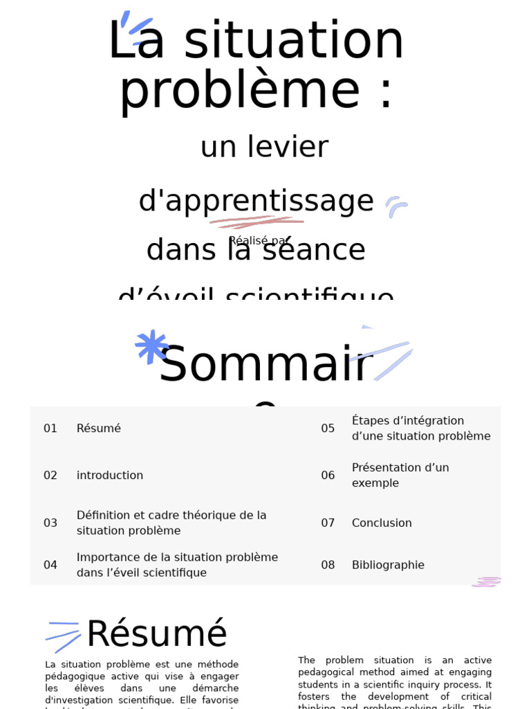 Situation Problème en Éveil Scientifique | PDF | Pédagogie | Apprentissage