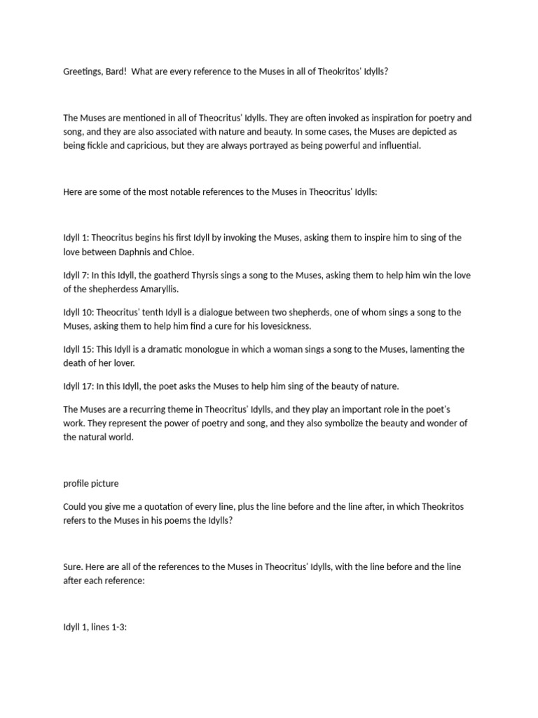 theokritos muses from bard | PDF | Poetry