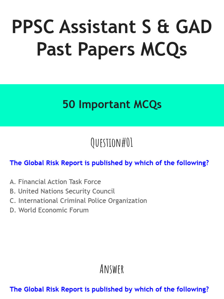 PPSC Assistant S&GAD MCQs Past Papers | PDF | Base Pair