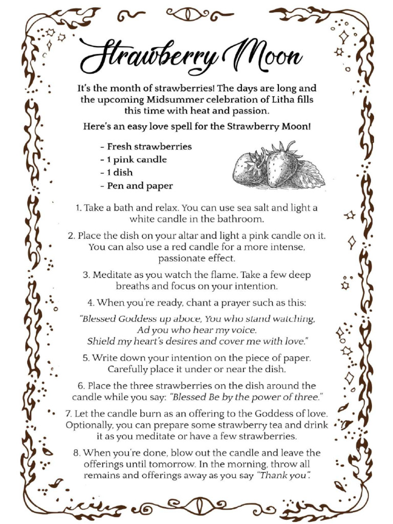 Strawberry Full Moon Ritual Spells8 | PDF