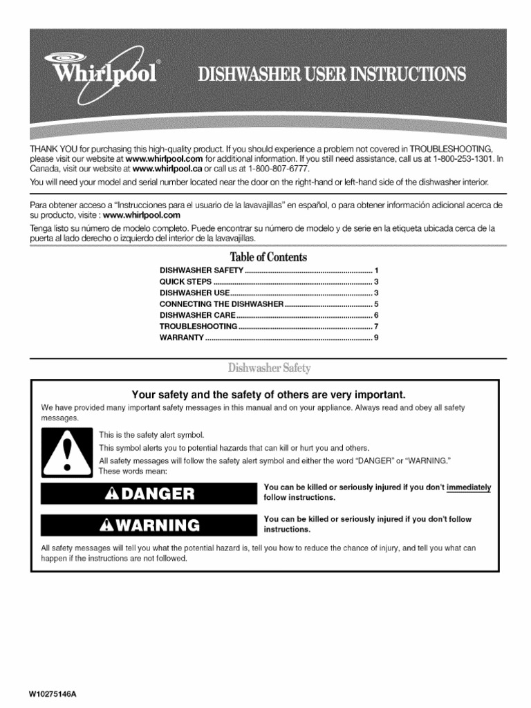 Whirlpool dishwasher manual | PDF | Dishwasher | Manufactured Goods