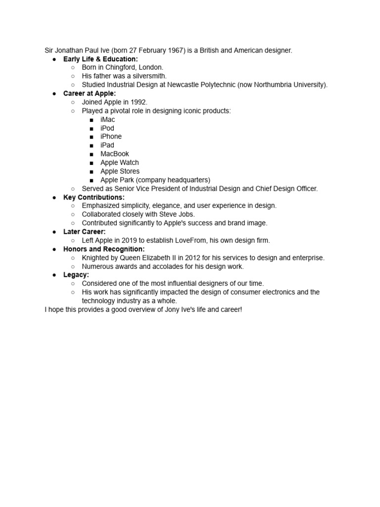 Biography Jony Scens | PDF