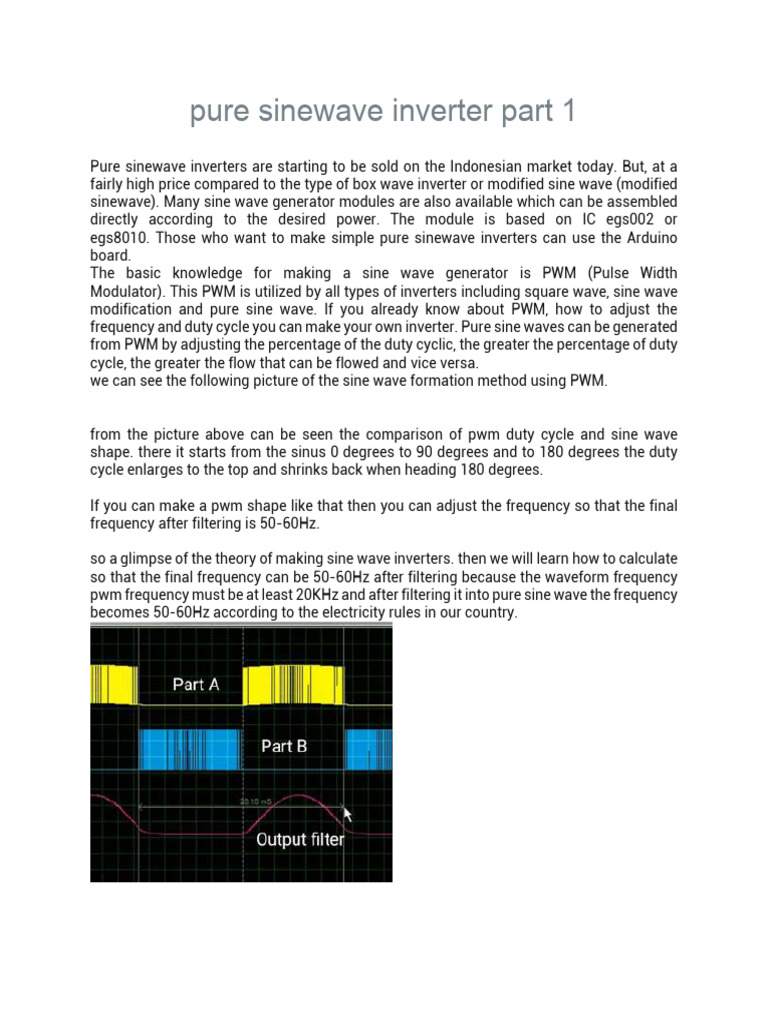Pure Sine Wave Inverter Basics | PDF | Power Inverter | Sine Wave