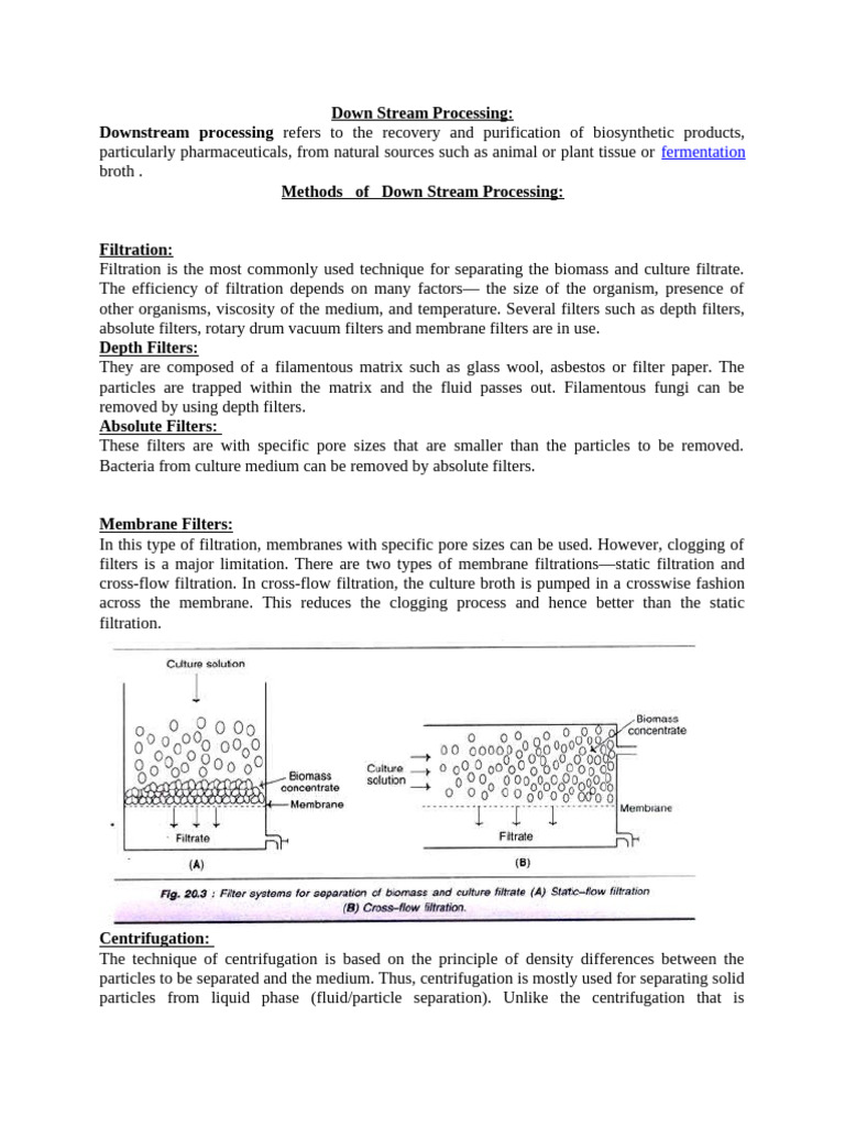 Down Stream Processes | PDF | Filtration | Membrane Technology