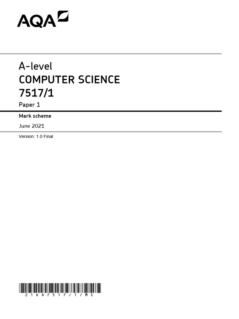 AQA-75171-MS-NOV21 | PDF | Computer Program | Programming AQA-75171-MS-NOV21 | PDF | Computer Program | Programming