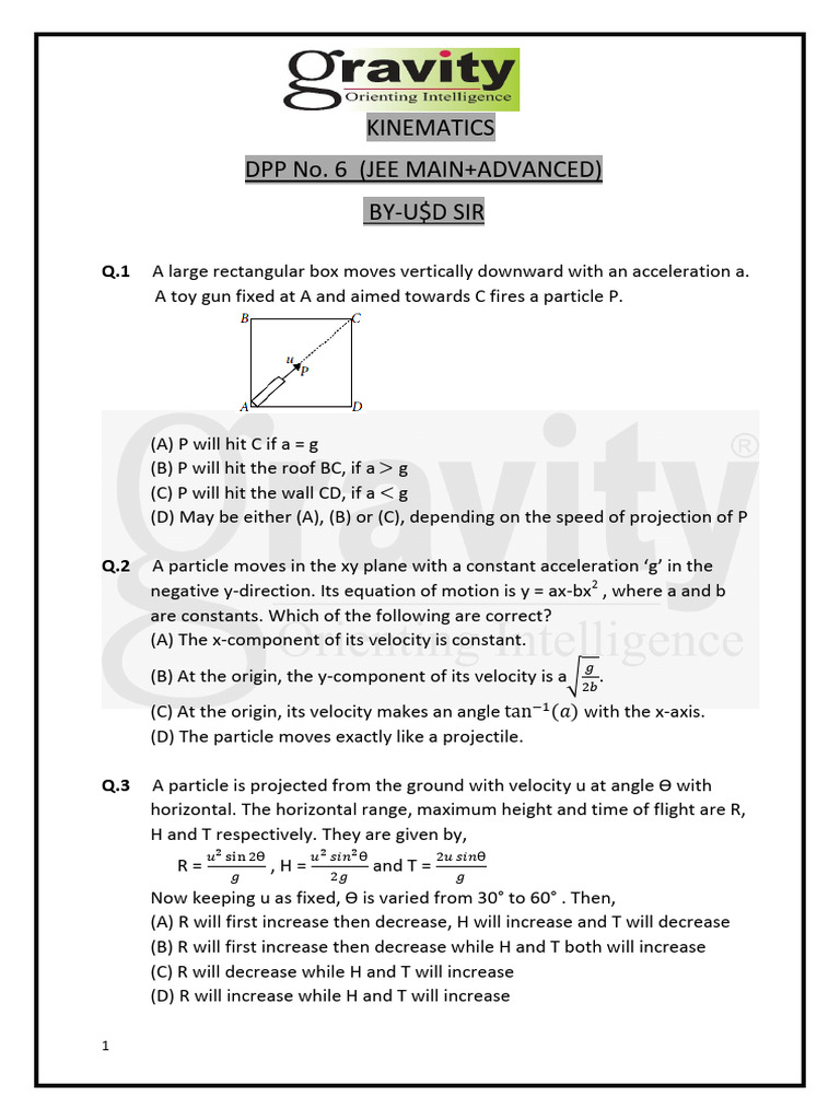 Physics-Dpp-06 Kinematics Bu Usd Sir | PDF | Velocity | Acceleration