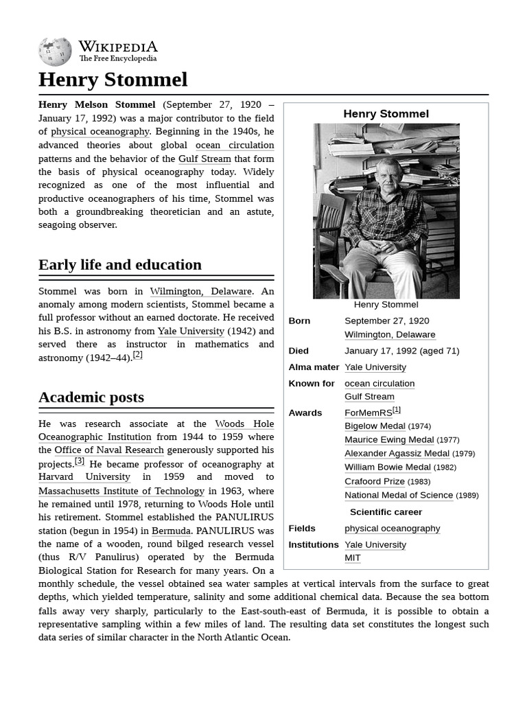 Henry_Stommel | PDF | Hydrography | Earth Sciences