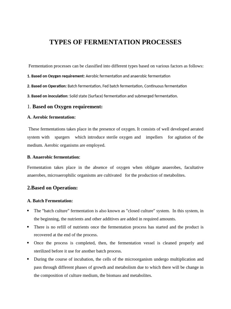 TYPES OF FERMENTATION PROCESSES_e -Text | PDF | Fermentation | Biology