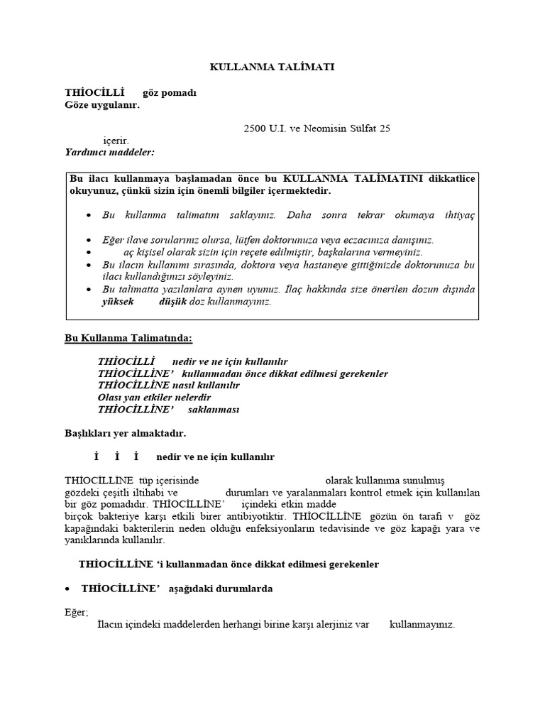 3947 Thiocilline Goz Pomadi KT | PDF