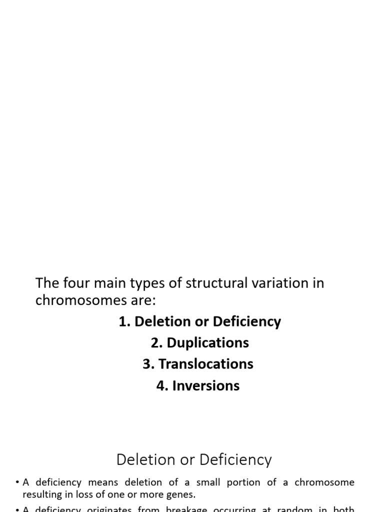 Variation in Chromosome Structure (Structural Aberrations) | PDF ...