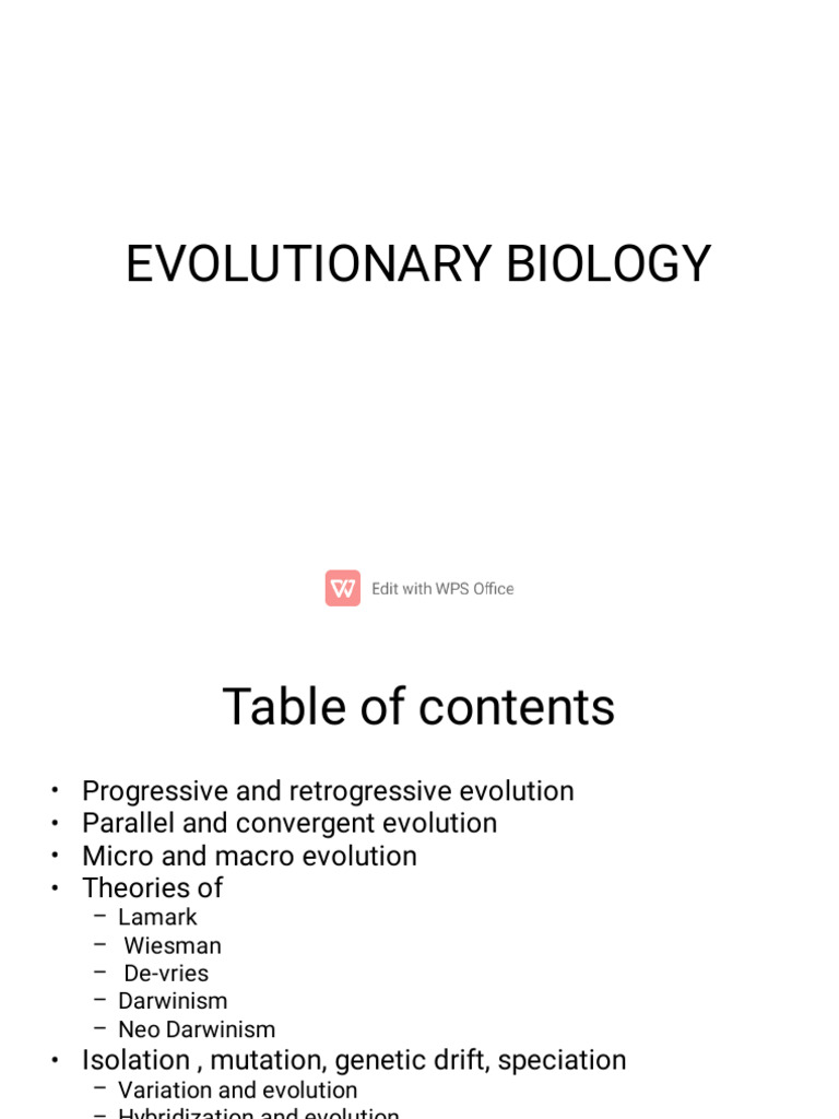 EVOLUTIONARY BIOLOGY | PDF | Evolution | Natural Selection