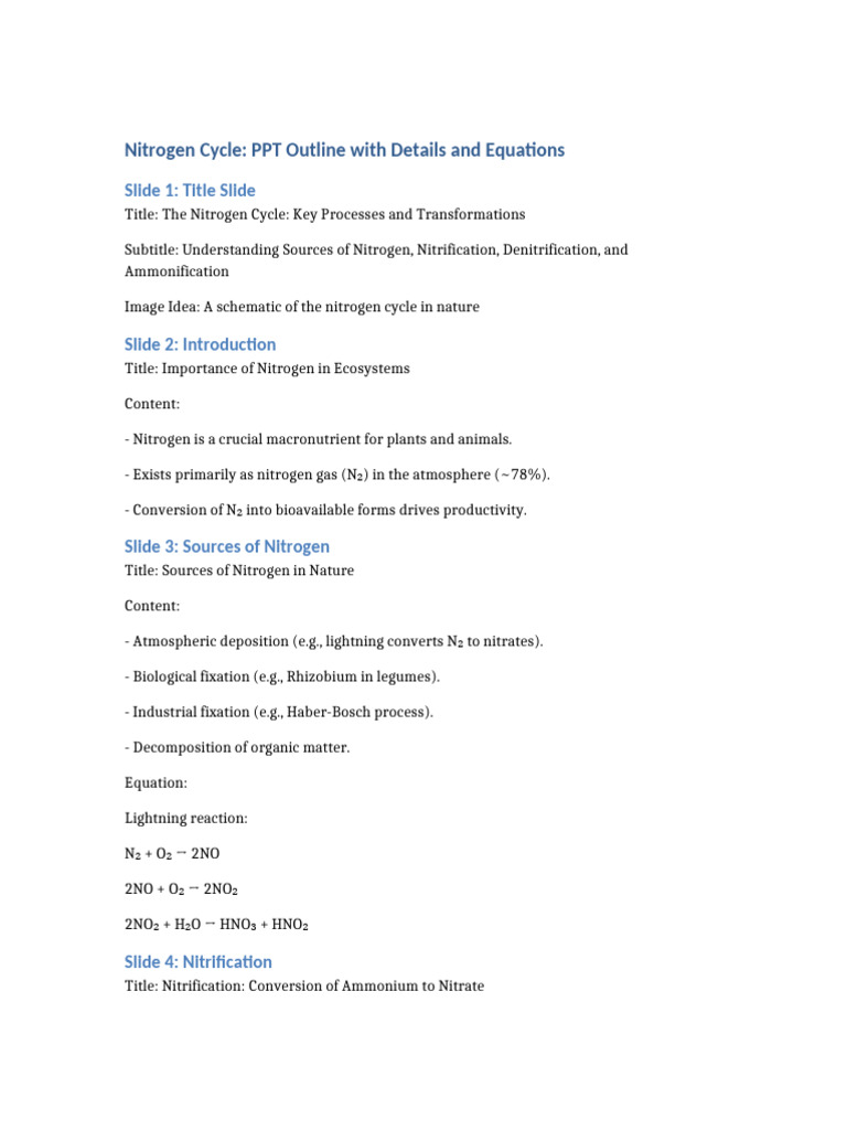 Nitrogen Cycle PPT Details | PDF