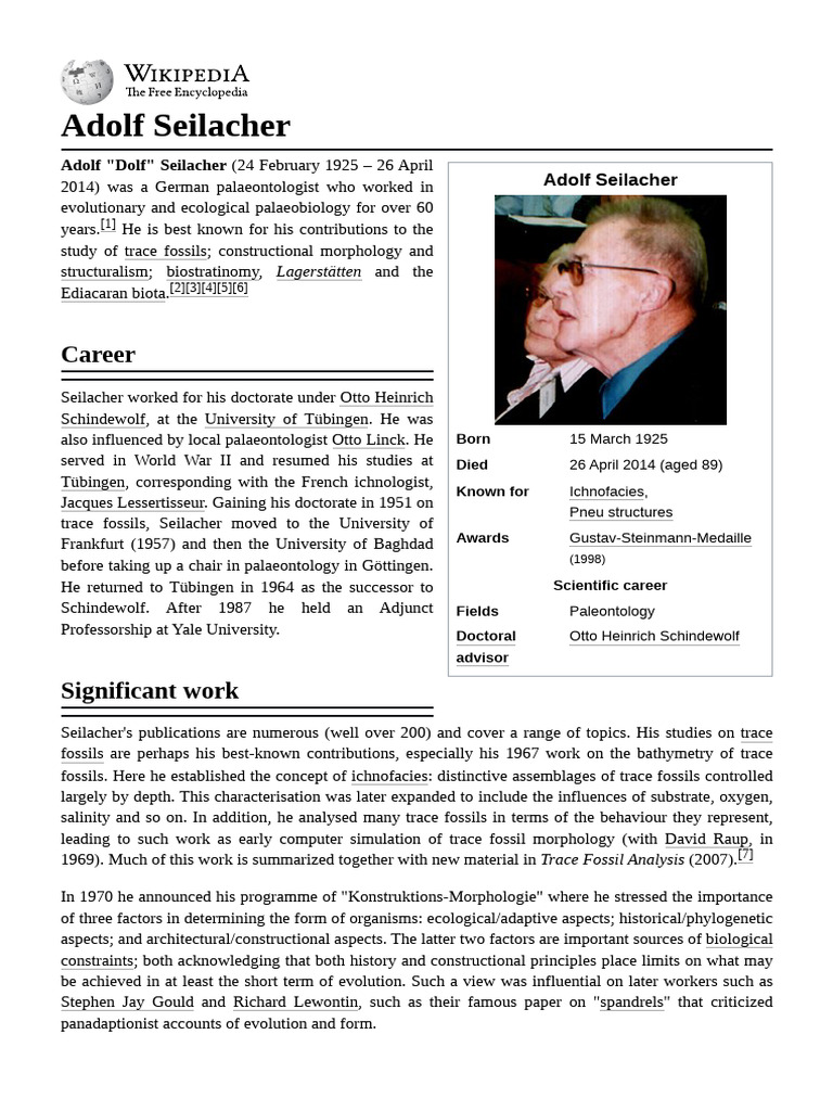 Adolf_Seilacher | PDF | Biological Evolution | Paleontology