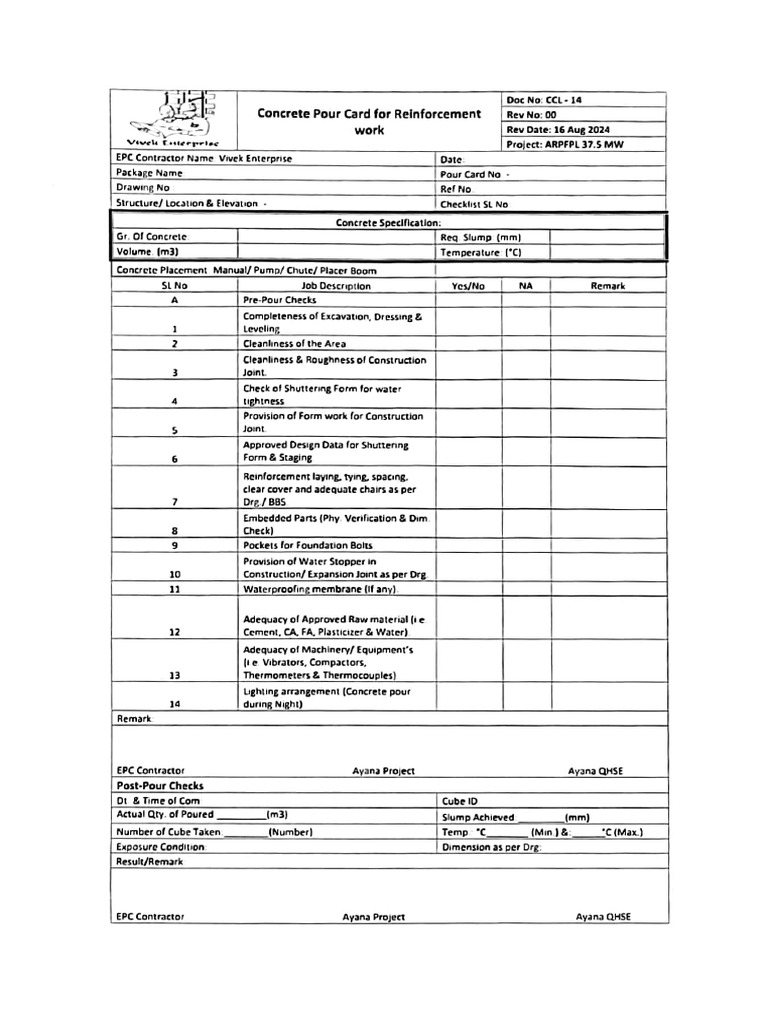 Pour Card | PDF | Concrete | Building Materials