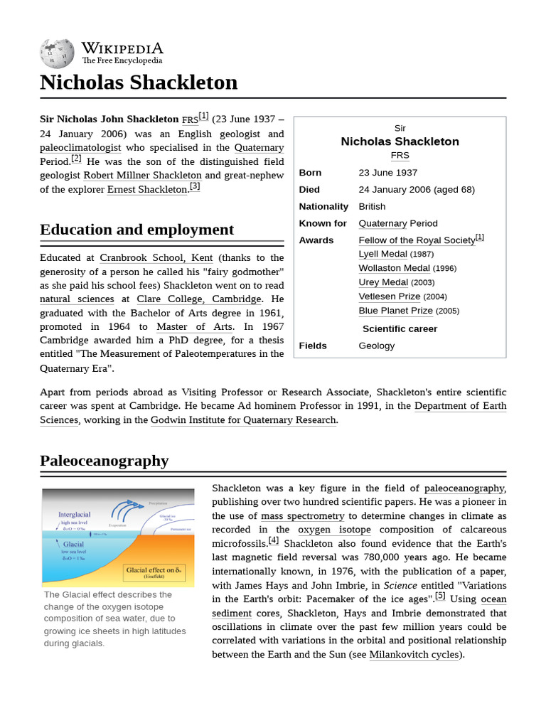 Nicholas_Shackleton | PDF | Geology | Physical Geography