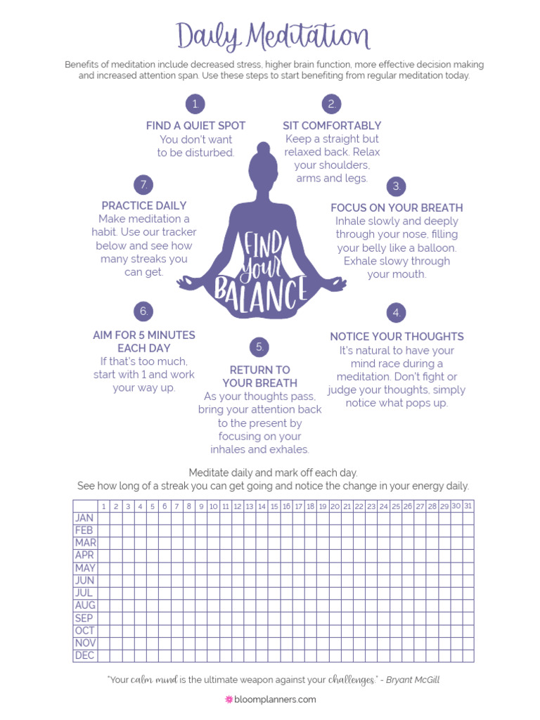 Daily Meditation Printable | PDF | Meditation | Mind–Body Interventions