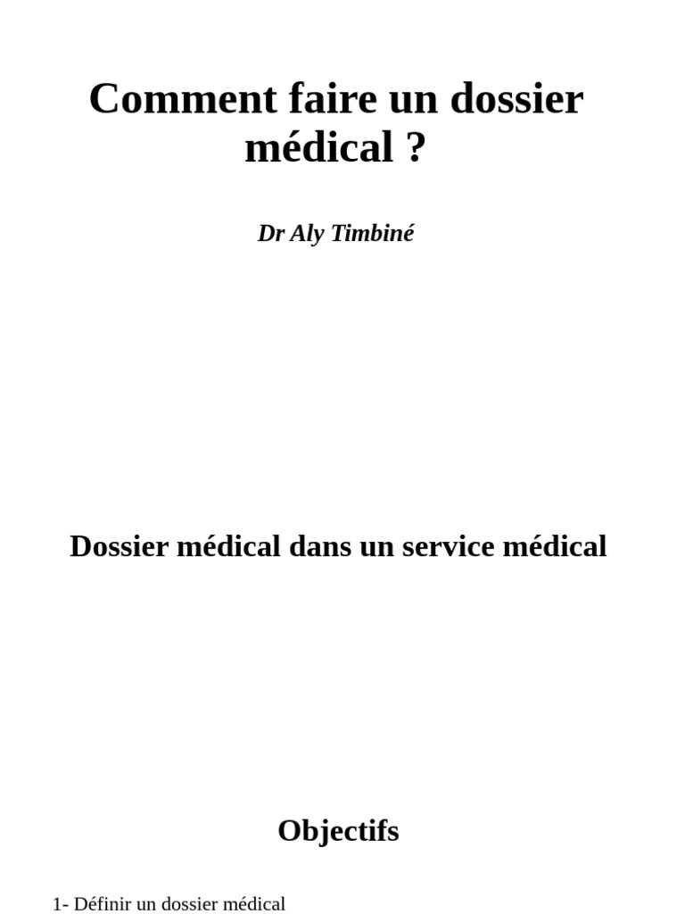 Comment Faire Un Dossier Médical | PDF | Thérapie | Diagnostic médical