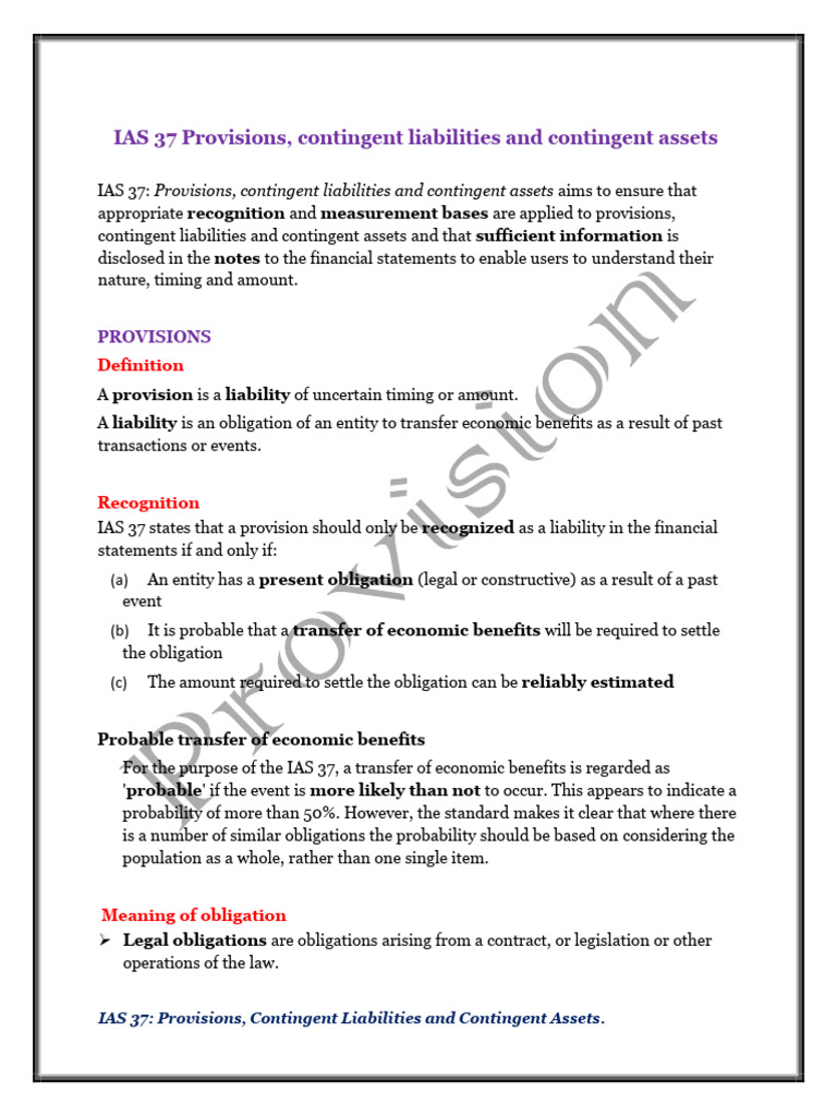 Ias 37 Provisions-Contingent Liabilities | PDF | Financial Statement ...