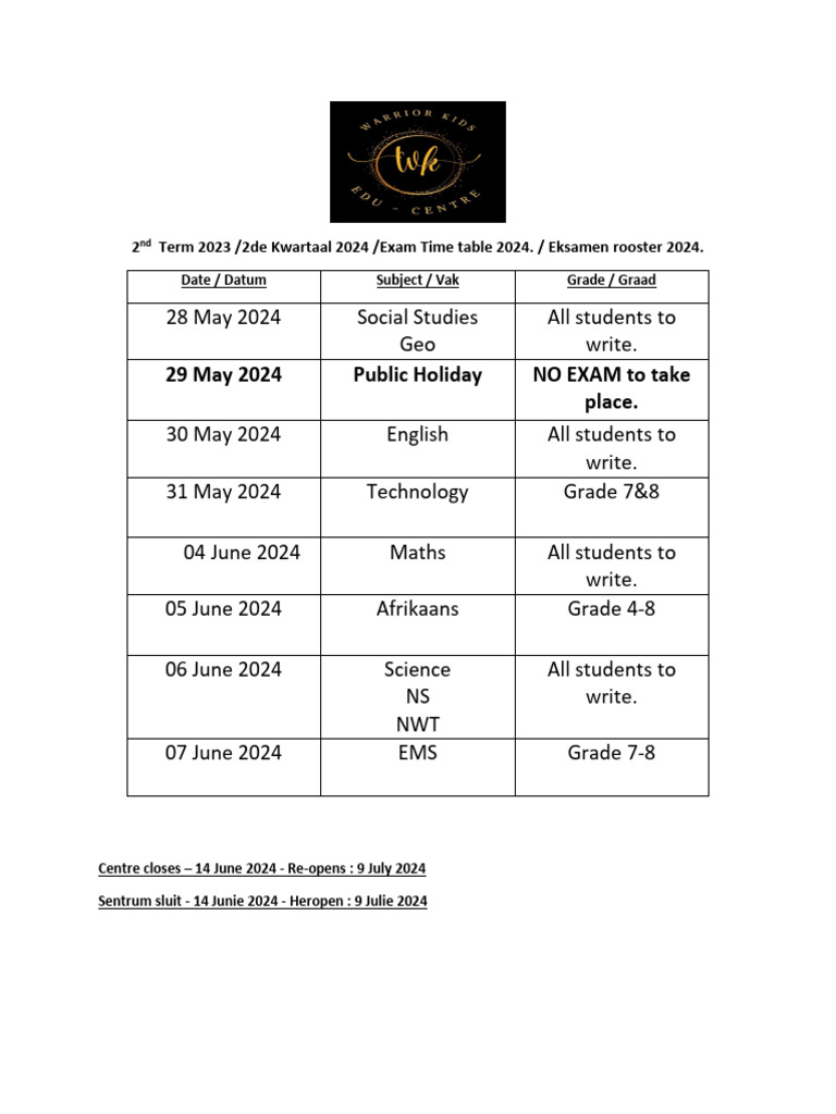 2nd Term Exam Time Table 2024 - 240328 - 122319 | PDF