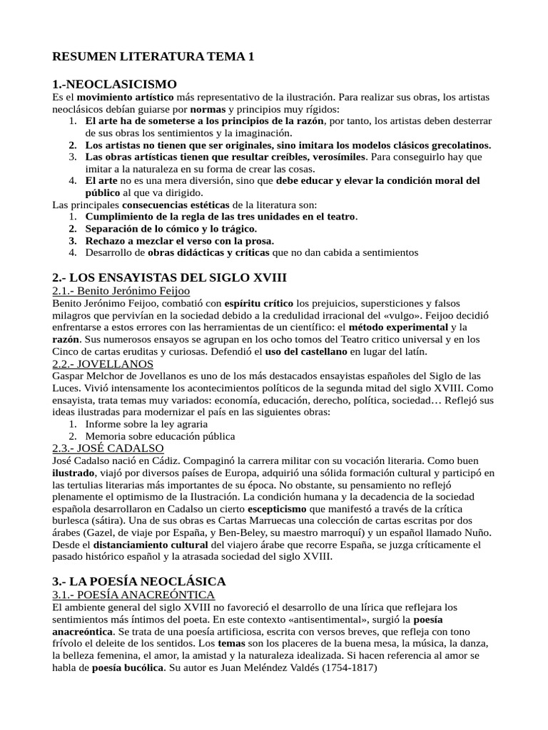 Resumen Lengua Tema 1 Literatura | PDF