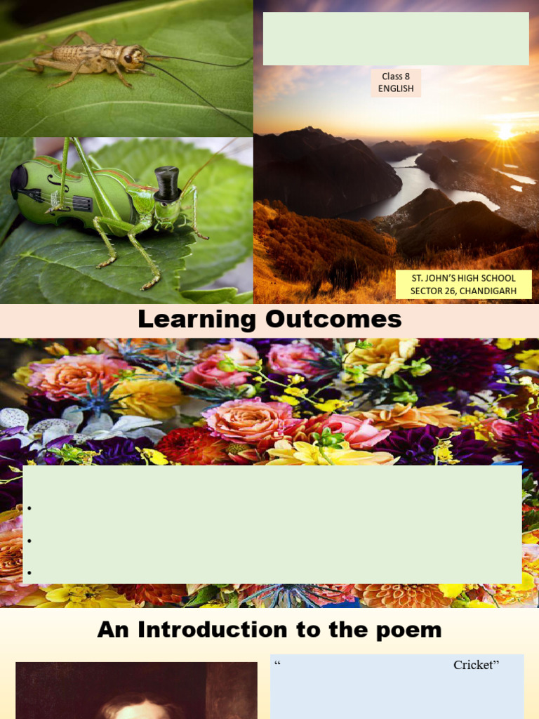 Class 8 English On The Grasshopper and The Cricket | PDF | Poetry | Sonnets