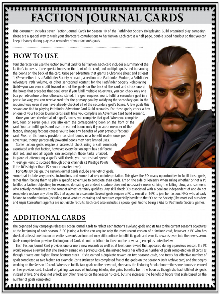 Pathfinder Society Faction Cards | PDF | Role Playing Video Games ...