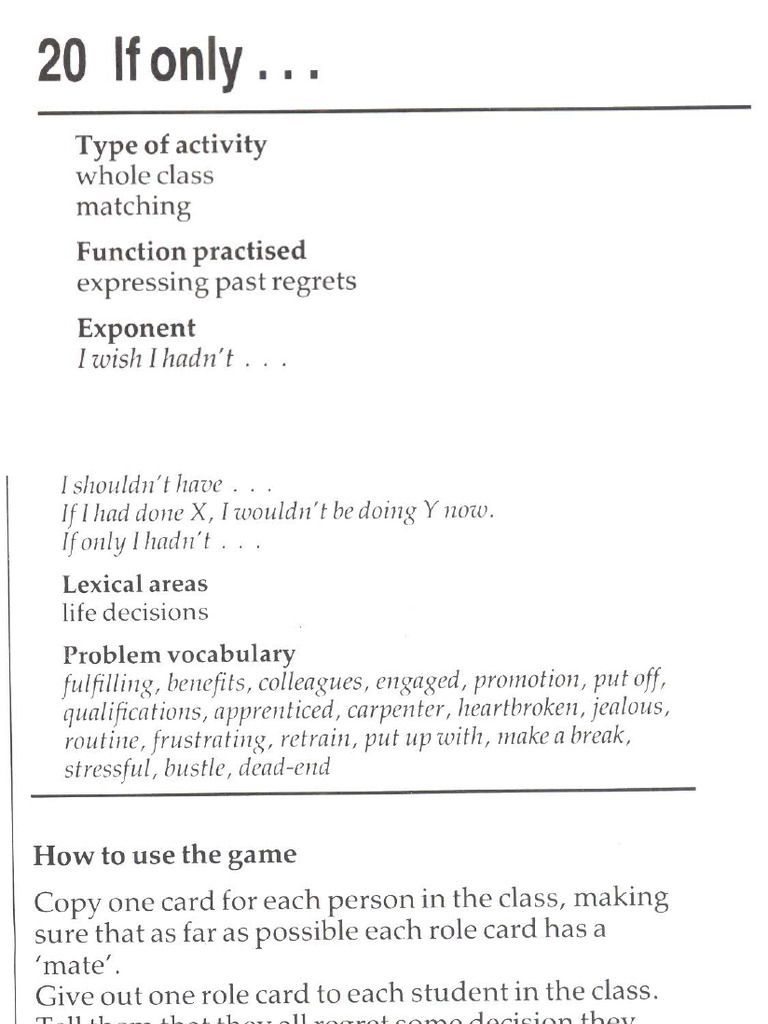 If Only Game | PDF