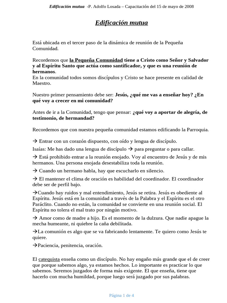 3.1. Edificación Mutua - P Adolfo | PDF | Oración | Jesús