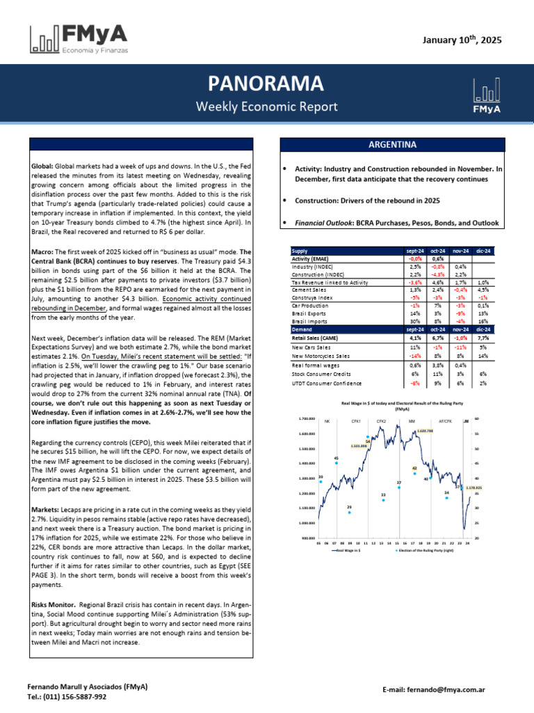 Informe Económico Semanal 10-1 INGLES | PDF | Bonds (Finance) | Debt
