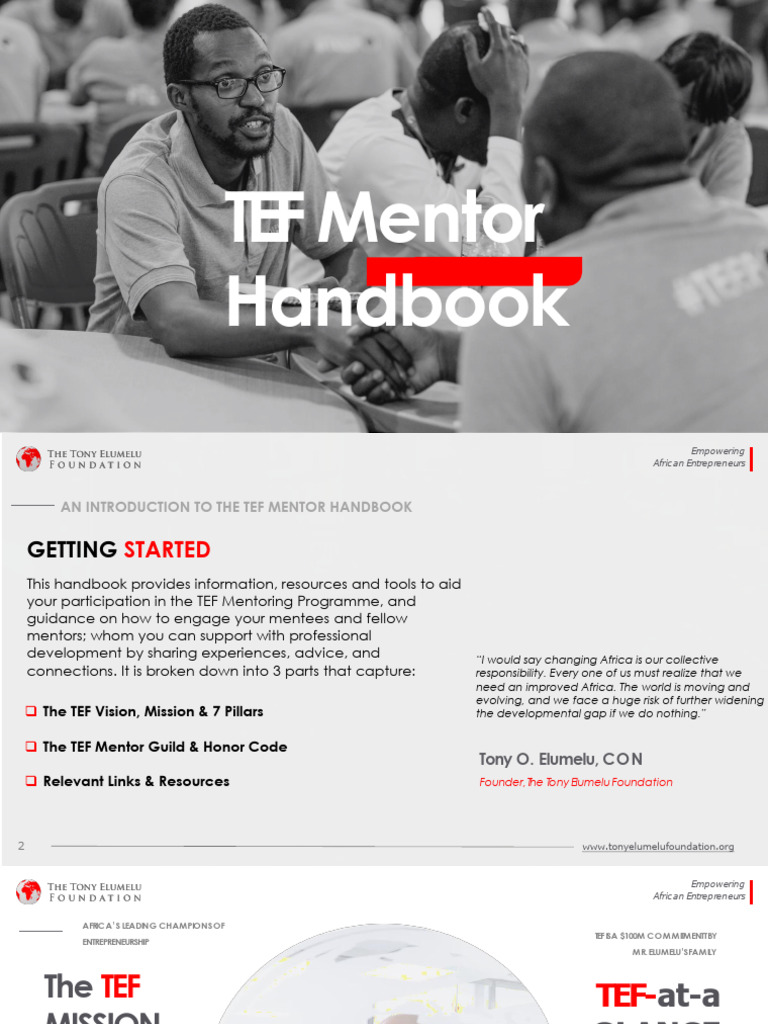 TEF Mentor Handbook | PDF | Mentorship | Entrepreneurship