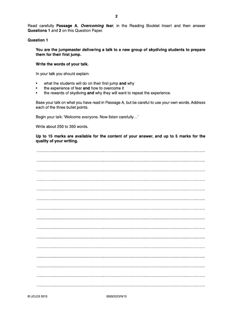 Overcoming Fear - Writing Task | PDF