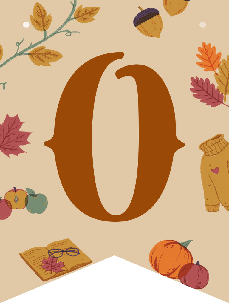 Banderines Escolares Octubre Ilustrado Cafe y Beige | PDF